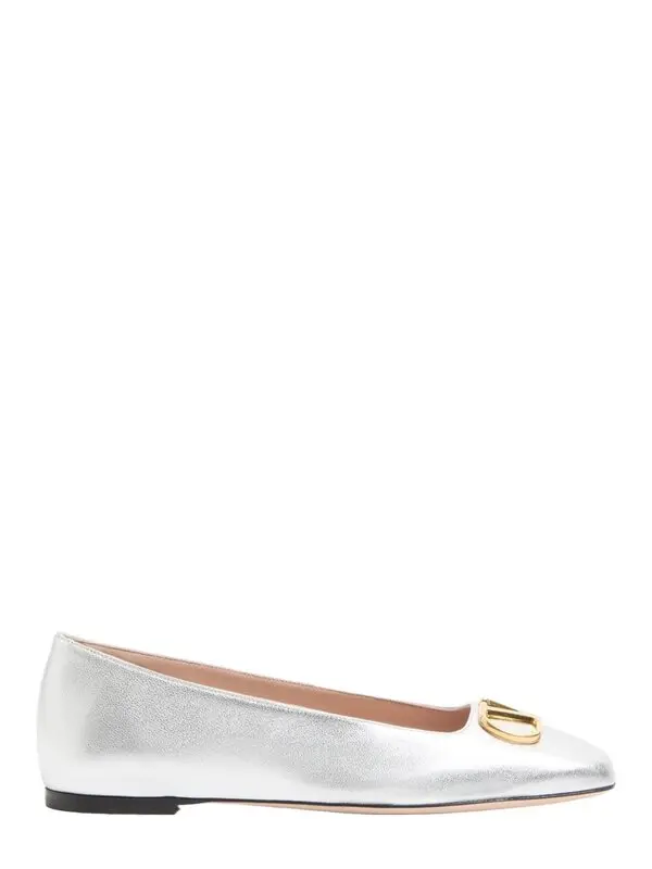 Valentino Garavani V-logo Ballet Flats - Silver