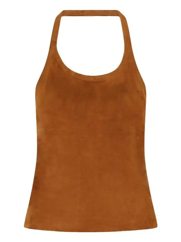 Stouls Open-back Suede Halterneck Tank - Brown