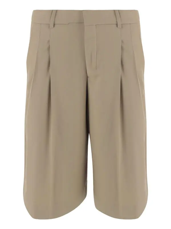 Ami Belt-loop Pleated Shorts - Nude