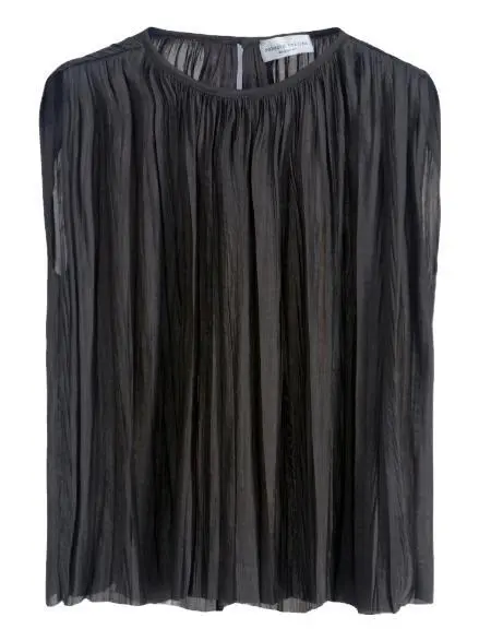 ROBERTO COLLINA Pleated High Neck Top - Black