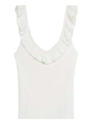 Blumarine Ruffled V-neck Tank Top - White