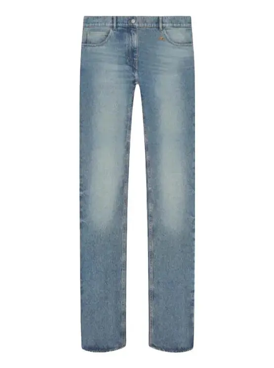 COURREGES Straight-leg Jeans With Embroidered Logo - Denim Blue
