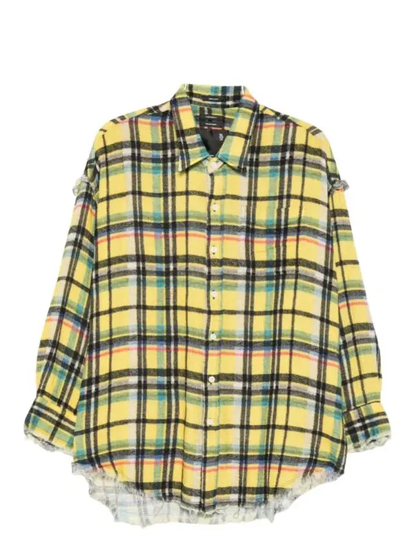 R13 Plaid Distressed Shirt - Yello