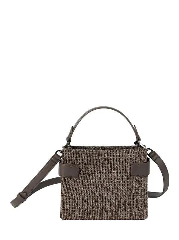 Brunello Cucinelli Precious Net Embroidered Essence Small Top-handle Bag - Brown