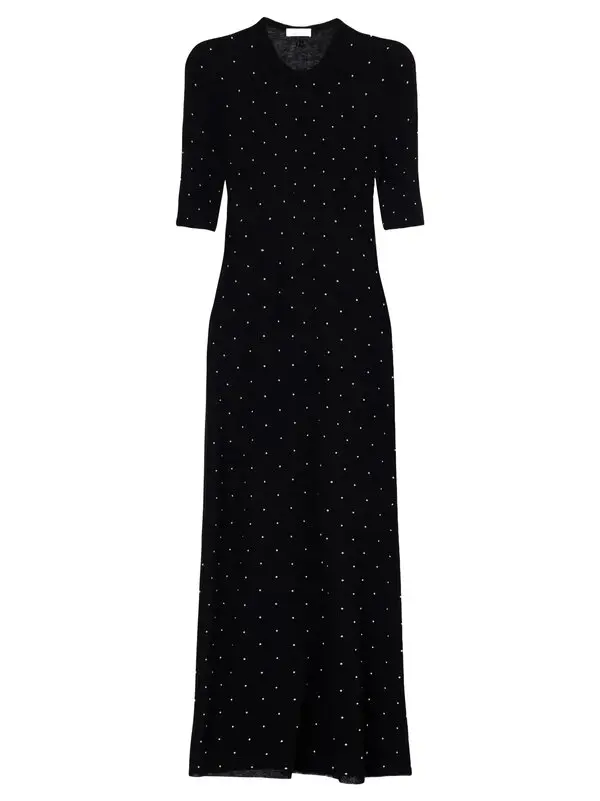 Rabanne Embellished Wool Blend Knit Maxi Dress - Black