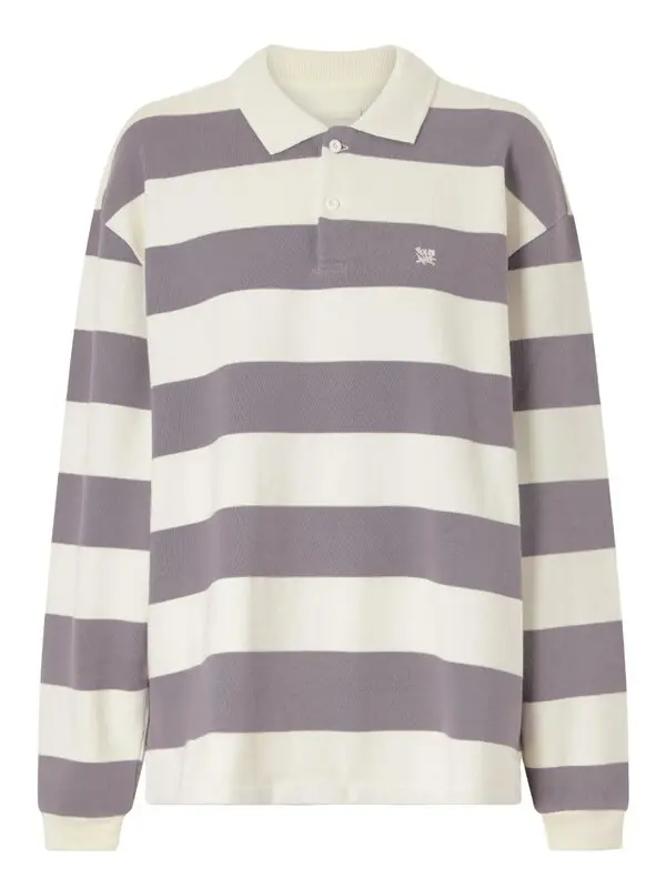 Aimé Leon Dore Striped Cotton-jersey Polo Sweater - White