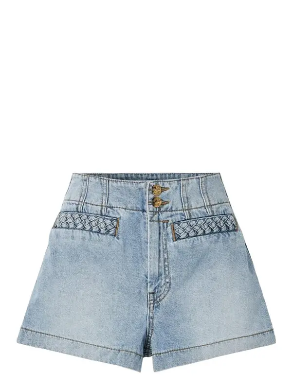 Zimmermann Skylark High-waisted Denim Shorts - Light Denim Blue