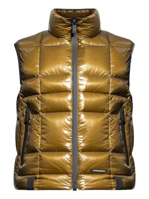 Dsquared2 Quilted Stand Collar Down Gilet - Brown