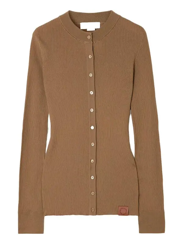Stella McCartney Ribbed Wool Cardigan With Mother-of-pearl Buttons - Brown