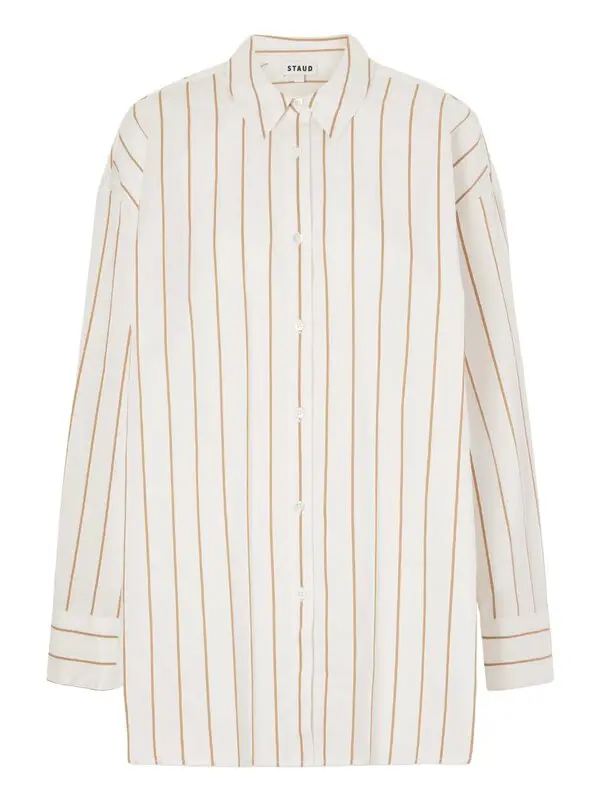 Staud Striped Cotton-blend Shirt - White