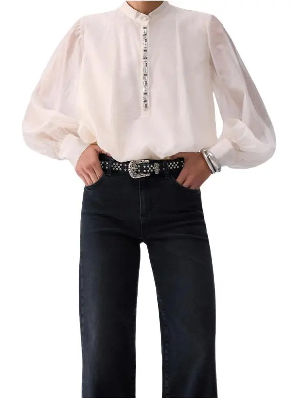 Liu Jo Embellished Mandarin Collar Shirt - White