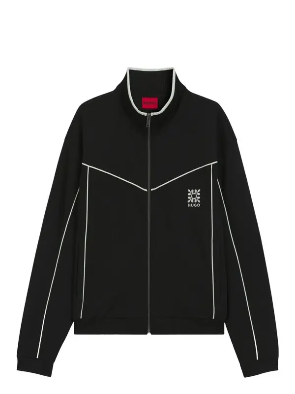 Hugo Boss Zip-up Jacket With Embroidered Logo - Black