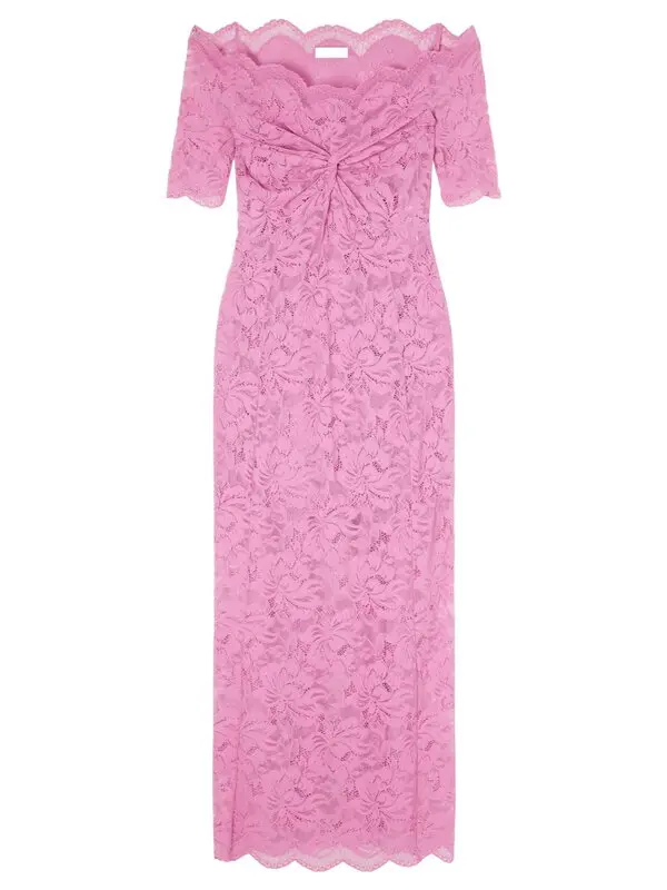 Rabanne Off-shoulder Lace Midi Dress - Pink