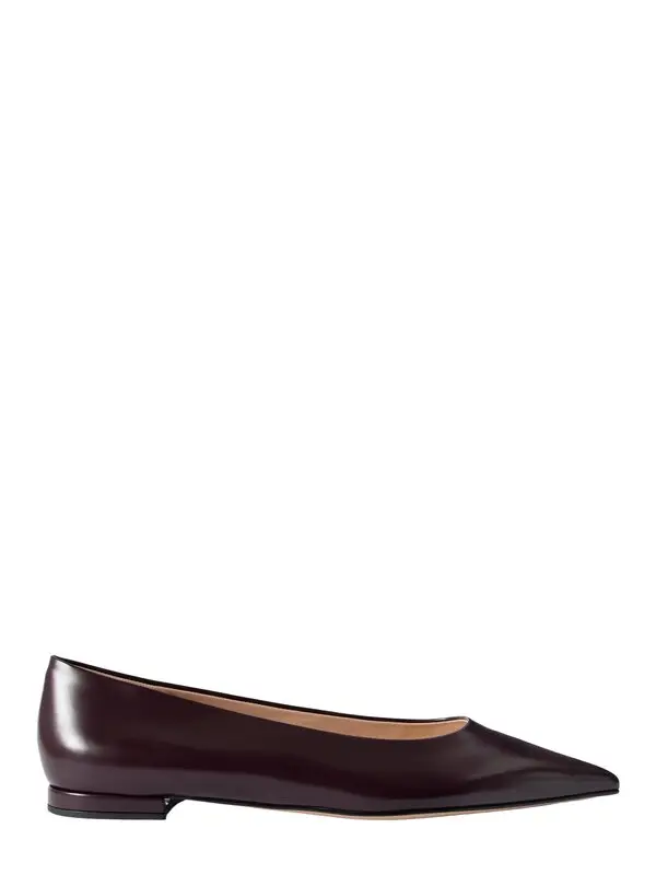 GIANVITO ROSSI Robbie Glossed-leather Ballet Flats - Black