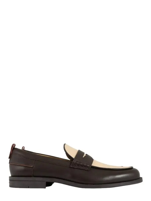 Hugo Boss Round-toe Loafers With Perforated Buckle Detail - Black