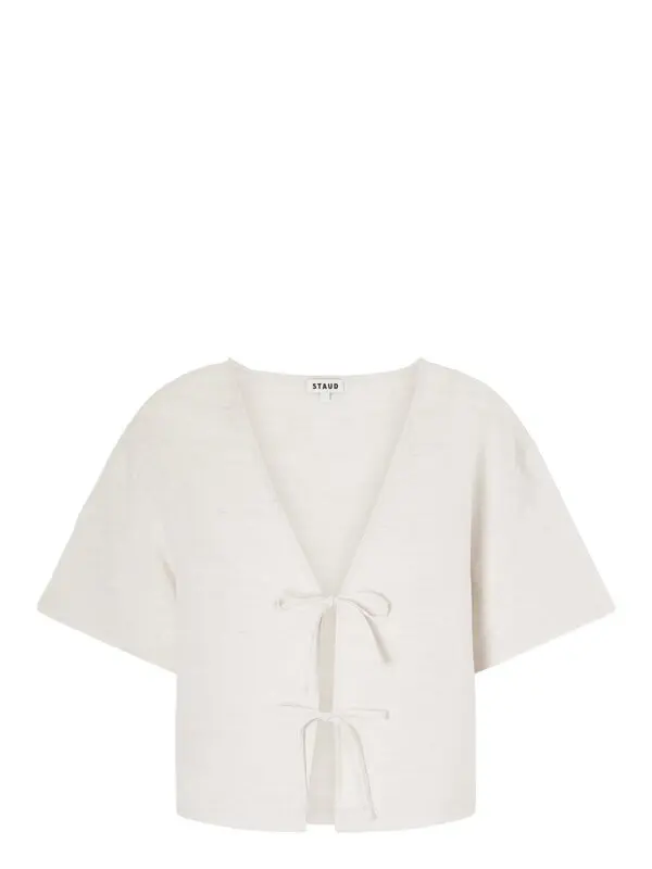 Staud Linen Tie-detailed Blouse - White