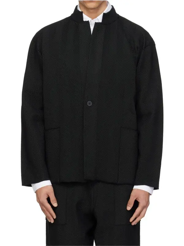 Issey Miyake Herringbone Casual Jacket - Black
