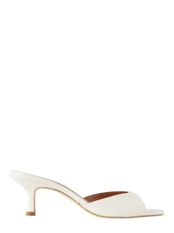 Staud Leather Mules With Kitten Heel - White