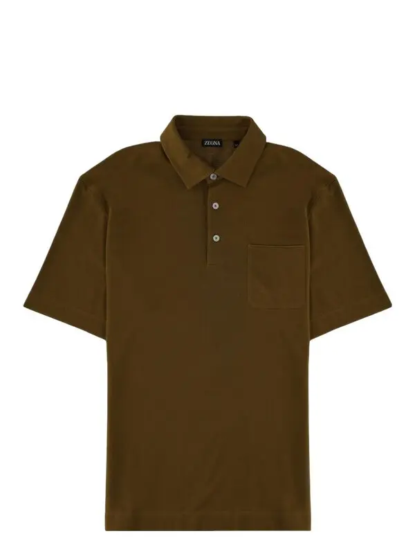 Zegna Chest Pocket Polo Shirt - Brown