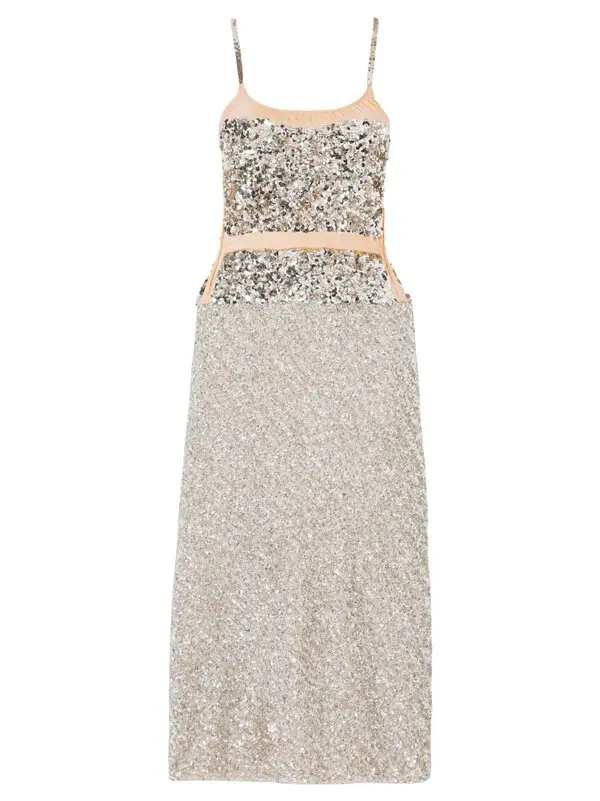 Rabanne Sequin Embellished Midi Dress - Nude