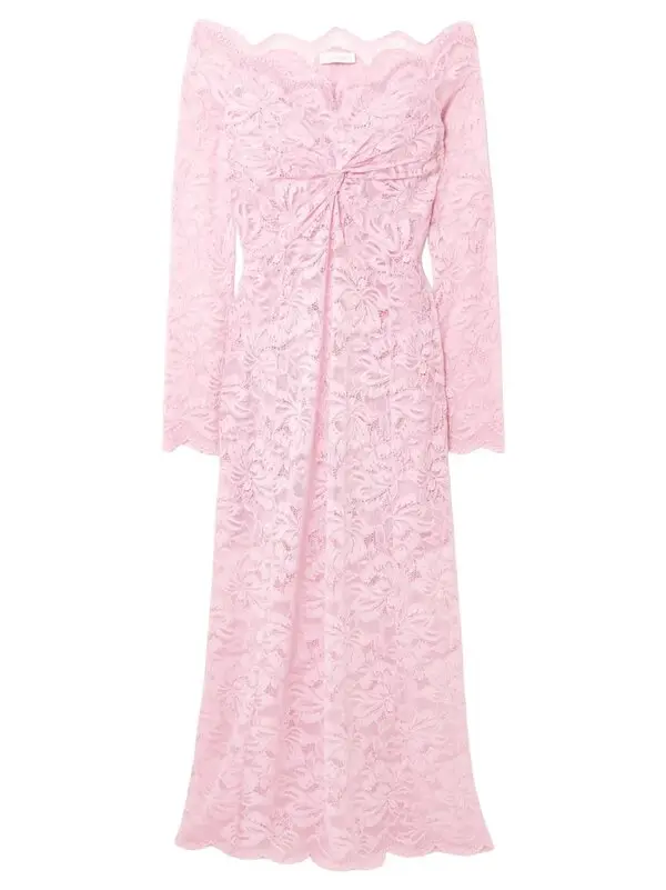 Rabanne Off-shoulder Stretch Lace Dress - Pink