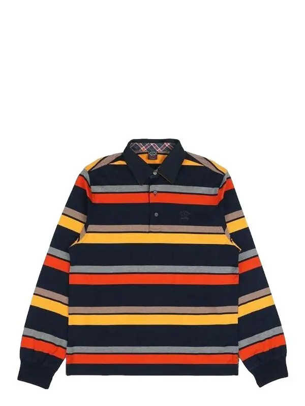 PAUL  SHARK Striped Long-sleeved Polo Shirt - Black