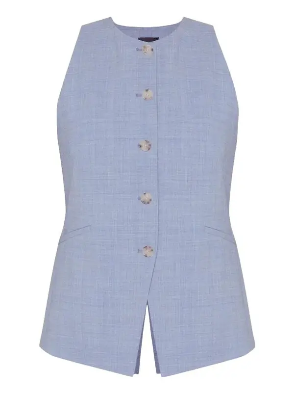 Hugo Boss Sleeveless Button-up Vest - Blue