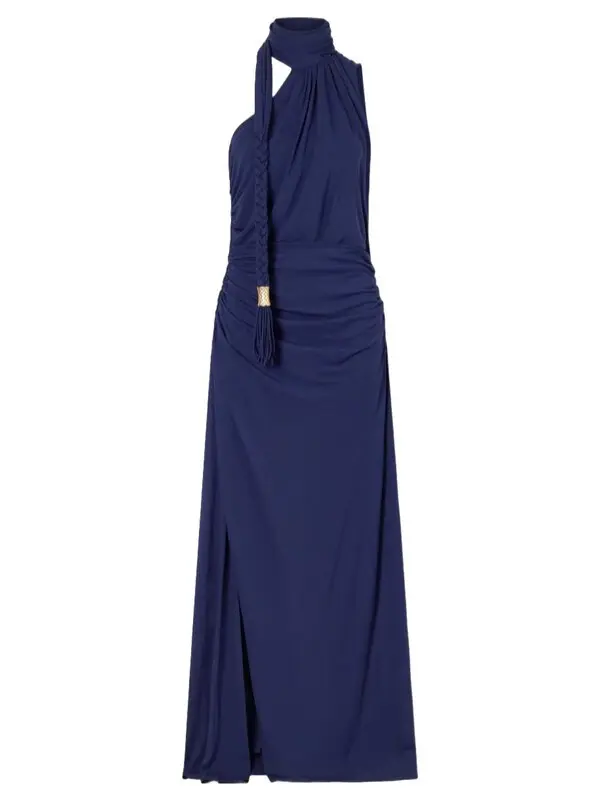 Simkhai Moira Halterneck Maxi Dress With Tassel Detail - Navy