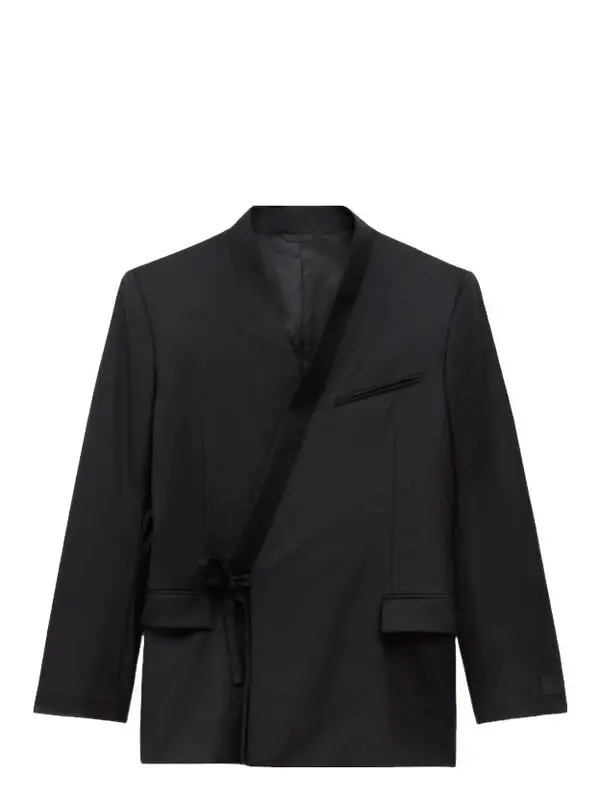 Kenzo Double-breasted Tailored Kimono Jacket In Virgin Wool - Black