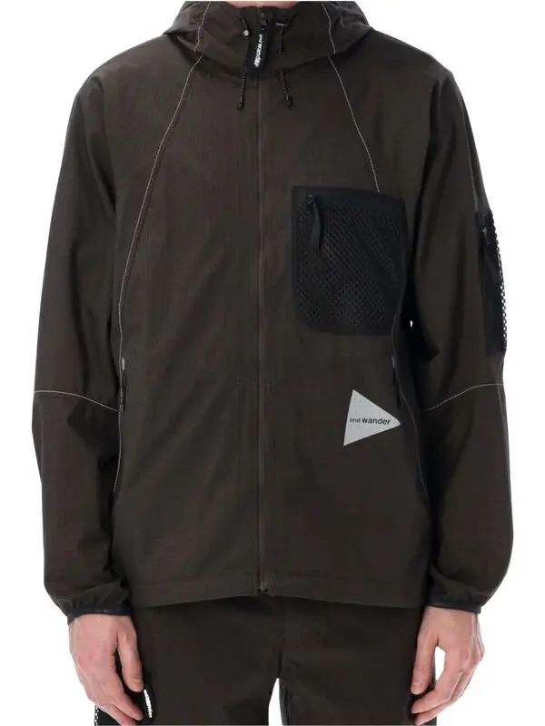 AND WANDER Breath Rip Hooded Jacket - Black