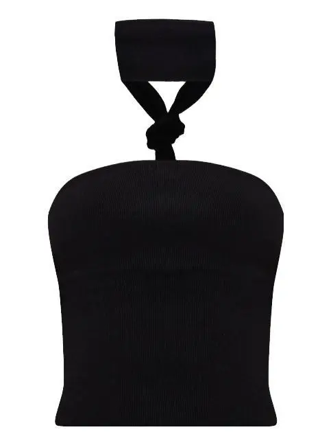 Cult Gaia Ribbed Knit Halter Top - Black
