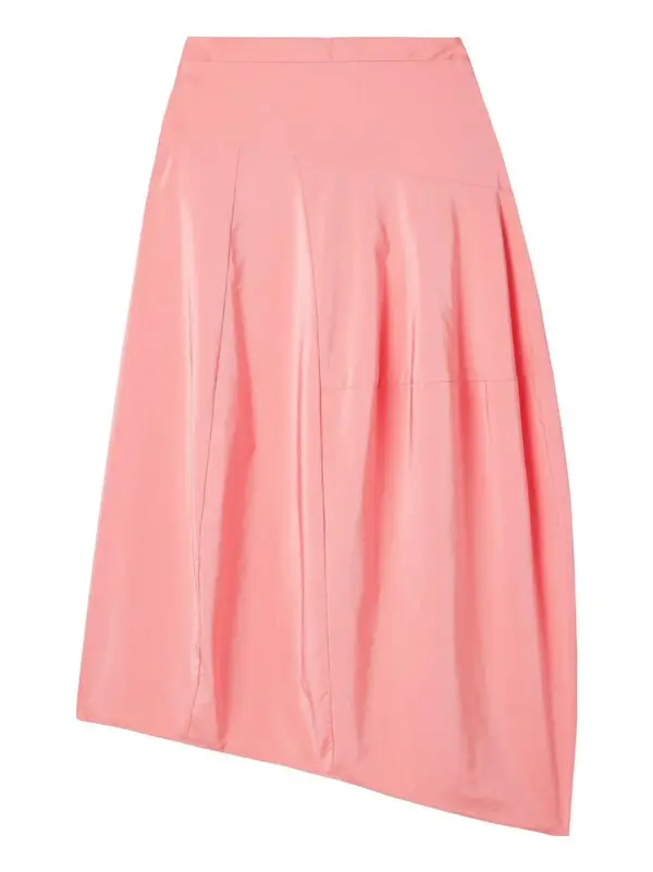 Tibi Asymmetric Taffeta Midi Skirt - Pink