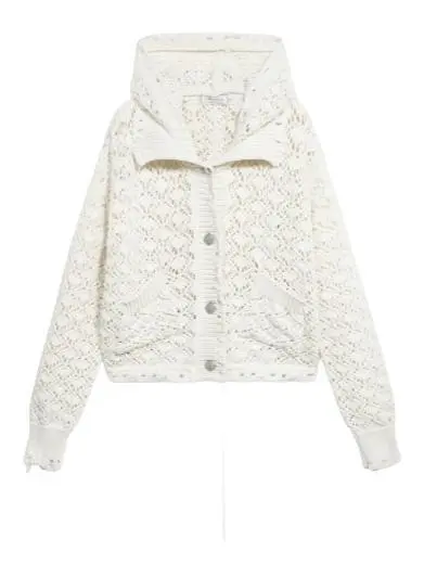 Blumarine Lace-stitch Hooded Cardigan - White
