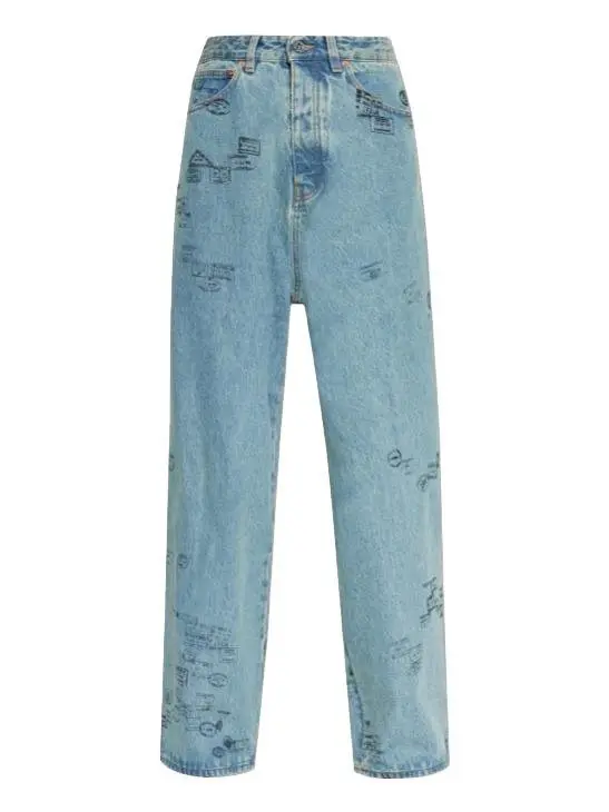 Vetements Stamp Print Wide-leg Jeans - Blue