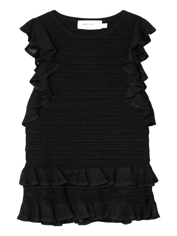 Zimmermann Luna Ruffled Knit Top - Black