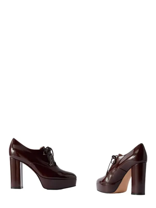 GIANVITO ROSSI Patent Leather Lace-up Platform Oxford Pumps - Black