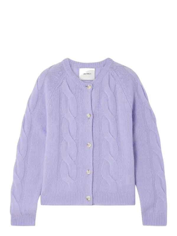 LISA YANG Gwyneth Cable-knit Cashmere Cardigan - Blue