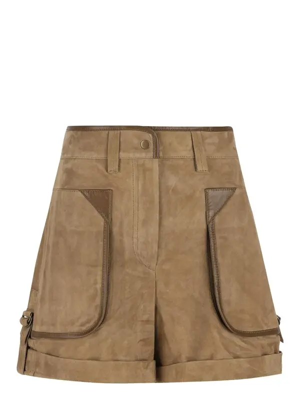 Isabel Marant Étoile Suede Buckled Shorts - Brown