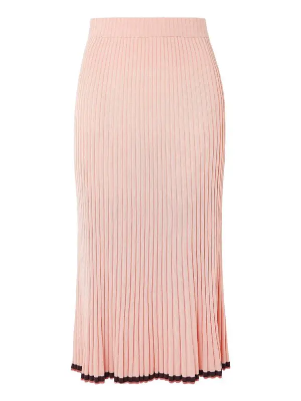 Zimmermann Pleated Ribbed Knit Midi Skirt - Pink