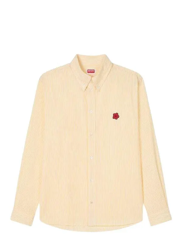 Kenzo Boke Flower' Embroidered Casual Shirt In Seersucker Cotton - Vanilla