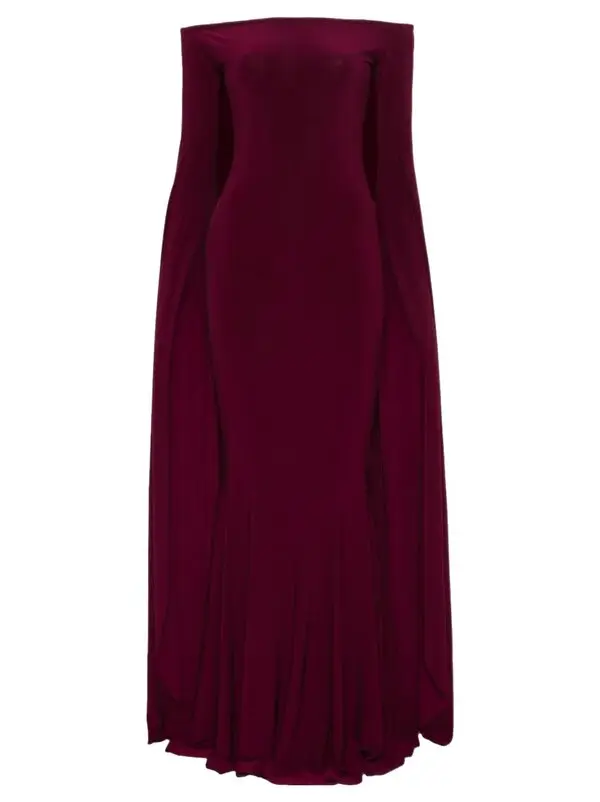 Norma Kamali Off-shoulder Fishtail Gown With Ribbon Sleeves - Brown