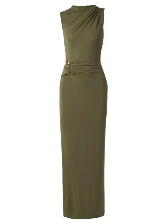 Cult Gaia Embellished Gathered Stretch-jersey Gown - Green