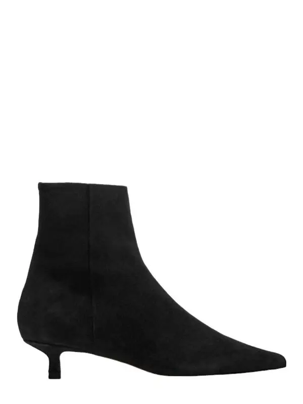 AeydĒ Short Pointed Toe Zip Up Ankle Boots - Black