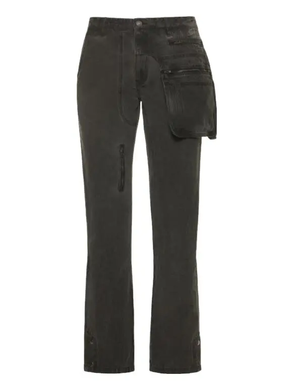 JADED LONDON Straight Leg Cargo Jeans With Zip Details - Black