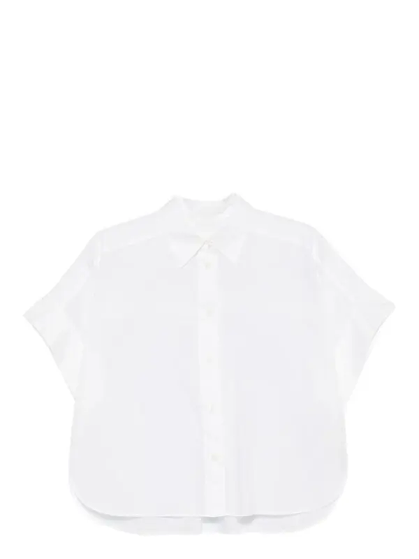 Closed Buttoned Shirt With Curved Hem - White