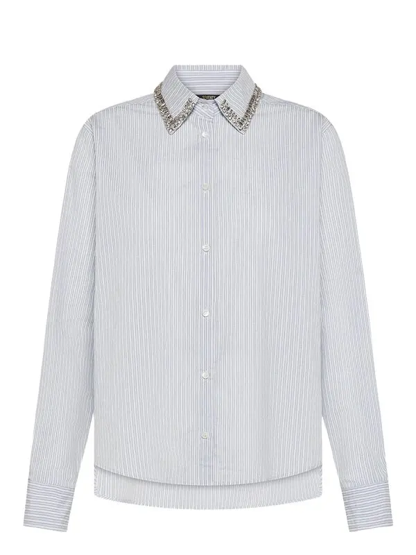 Seventy Embellished Striped Shirt - Azzurro