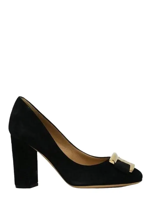 FERRAGAMO Suede Bow Detail High Heel Pumps - Black