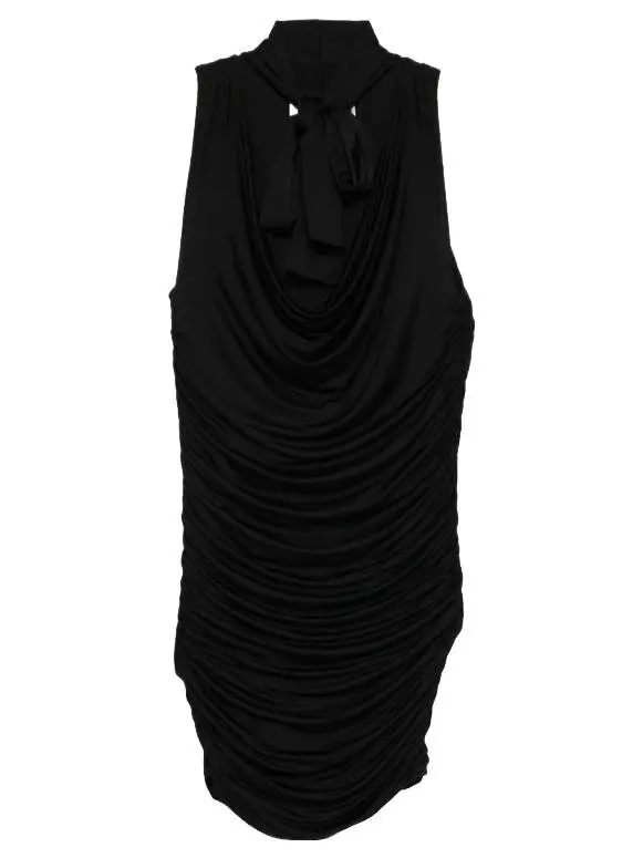 AYA MUSE Sleeveless Draped High-neck Dress - Black