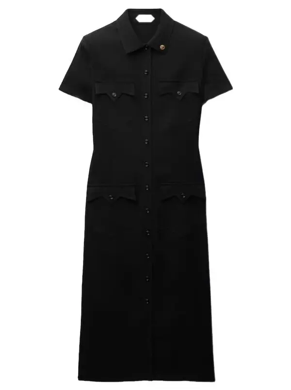 Versace Medusa Hardware Buttoned Pocket Dress - Black
