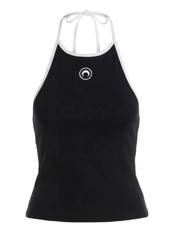 MARINE SERRE Moon Logo Halter Tank Top - Black